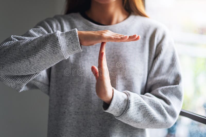 A Woman Making Time Out Hand Sign Stock Image - Image of idea ...