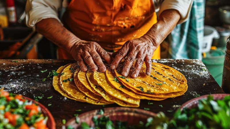 A Woman is Making Tortillas on a Table Stock Photo - Image of fresh ...