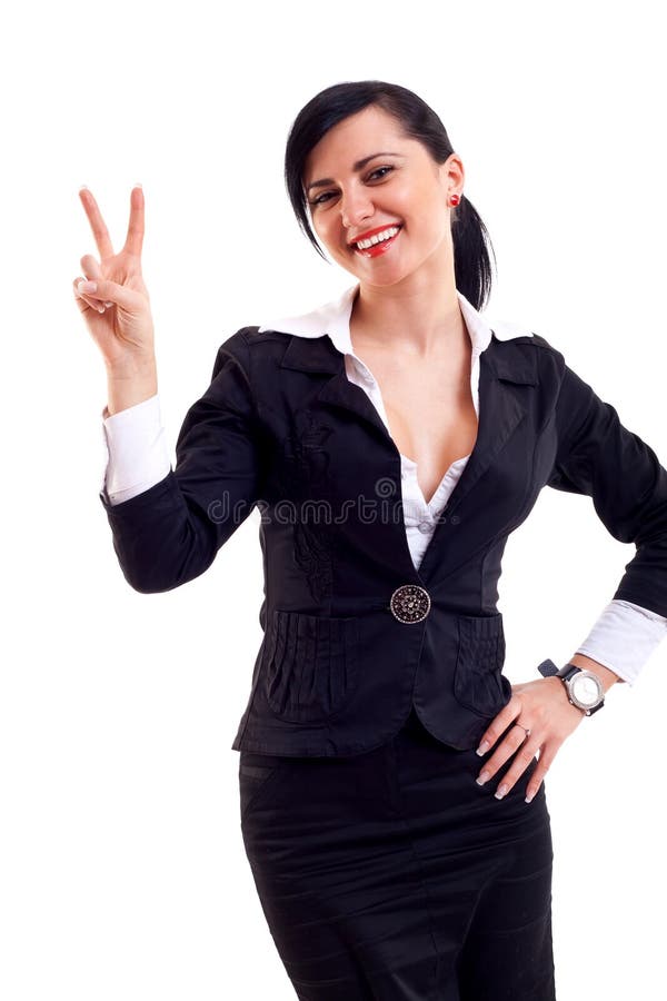 Woman Making Her Victory Sign Stock Image - Image of girl, friendly ...