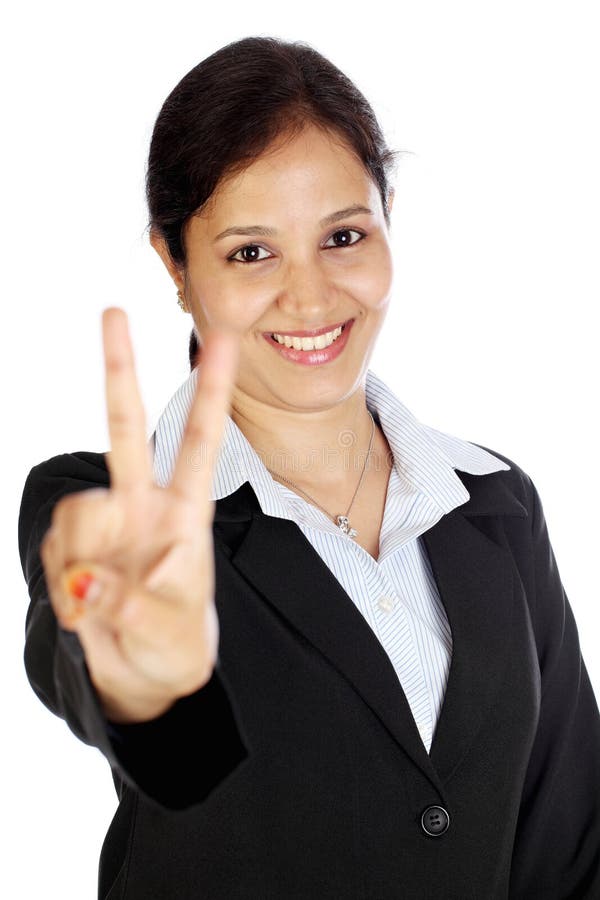 Woman making victory sign stock photo. Image of joyful - 22337968