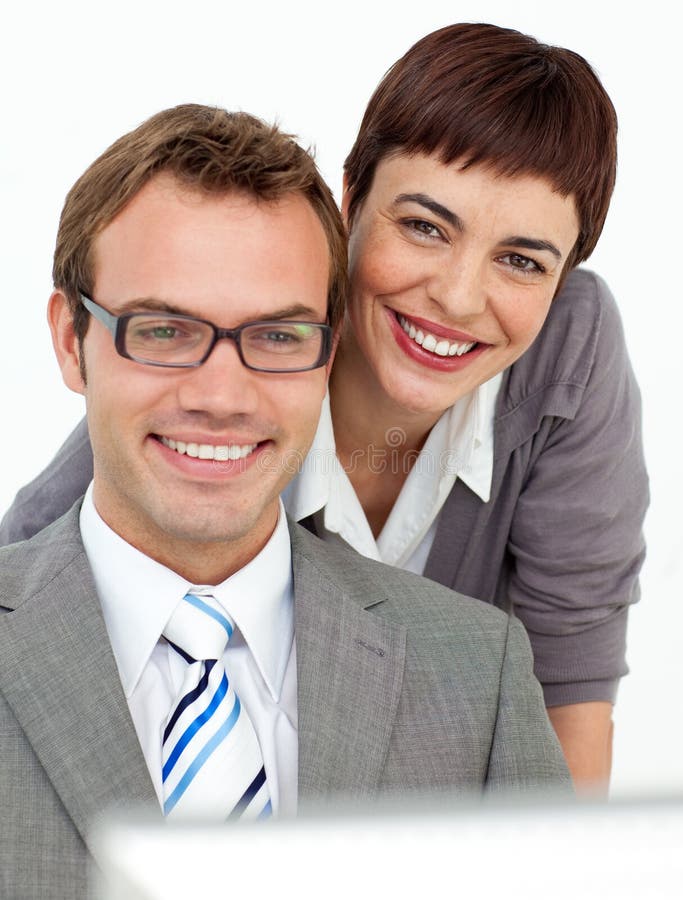 Man & Woman BusinessTeam Using Tablet Computer Stock Image - Image of ...
