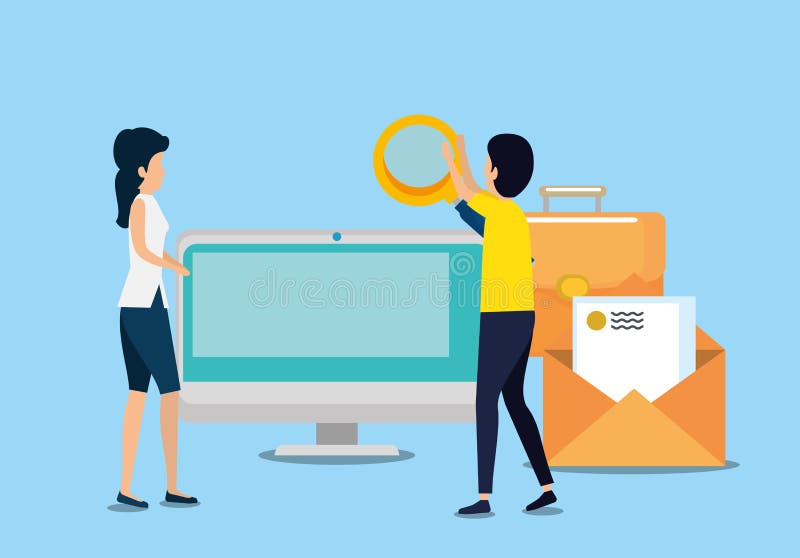 Woman message email card stock illustration. Illustration of message ...