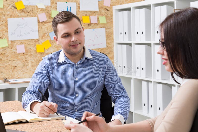 Woman and Man Discussing Business Stock Photo - Image of office ...