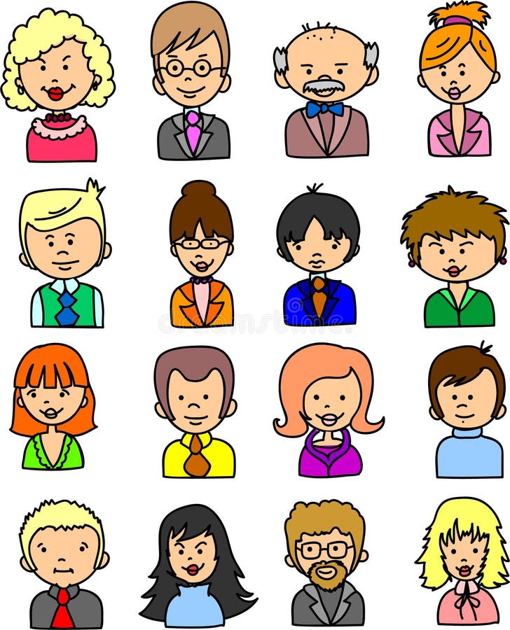 Set of ten faces,vector stock vector. Illustration of black - 22009569