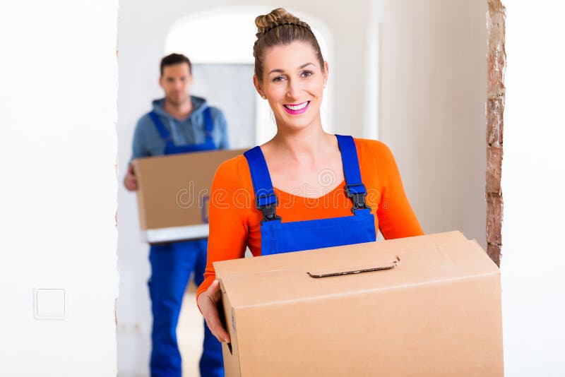 Woman and Man Moving in New Home Stock Image - Image of help, people ...