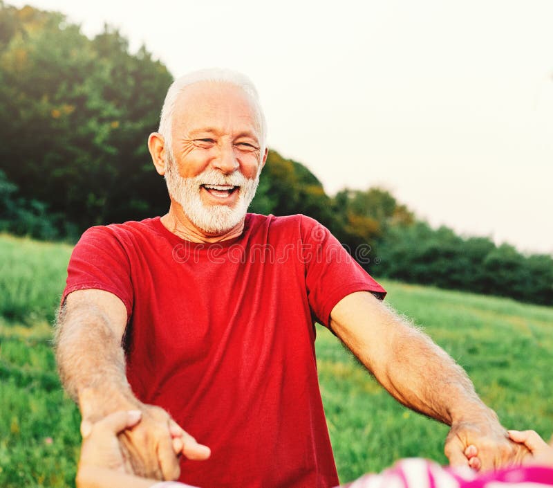 Woman Man Outdoor Senior Couple Happy Lifestyle Retirement Together