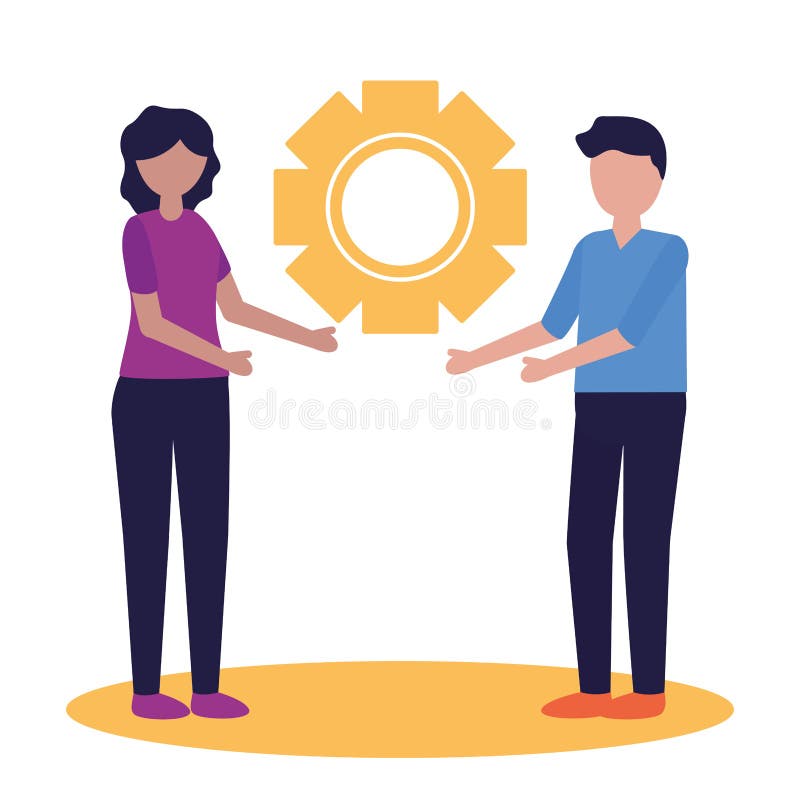 Woman and Man with Teamwork Icon Vector Design Stock Illustration ...
