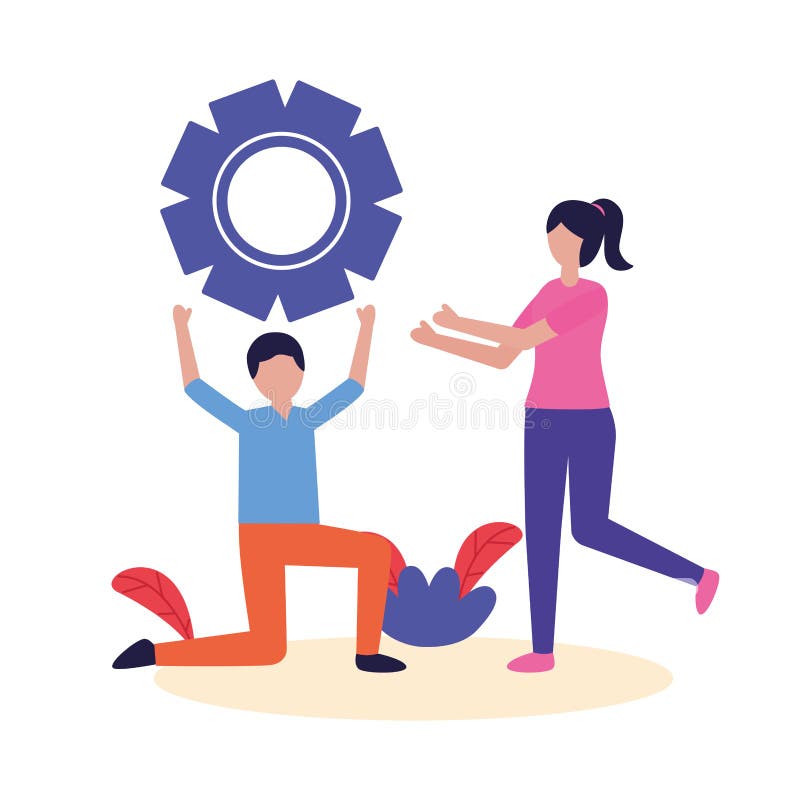 Woman and Man with Teamwork Icon Vector Design Stock Illustration ...