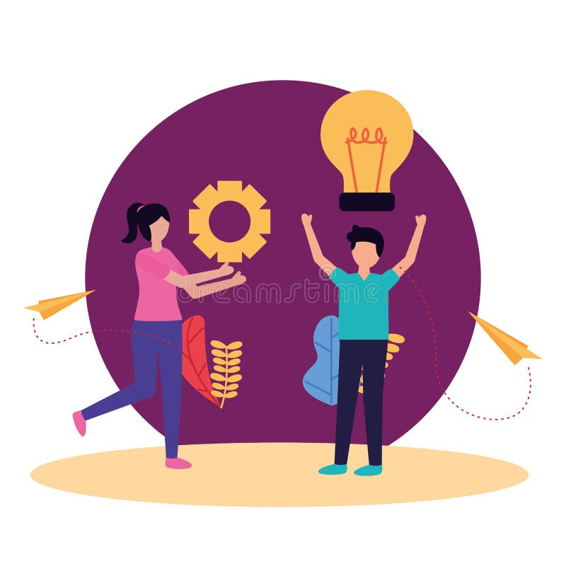 Woman and Man with Teamwork Icon Vector Design Stock Illustration ...