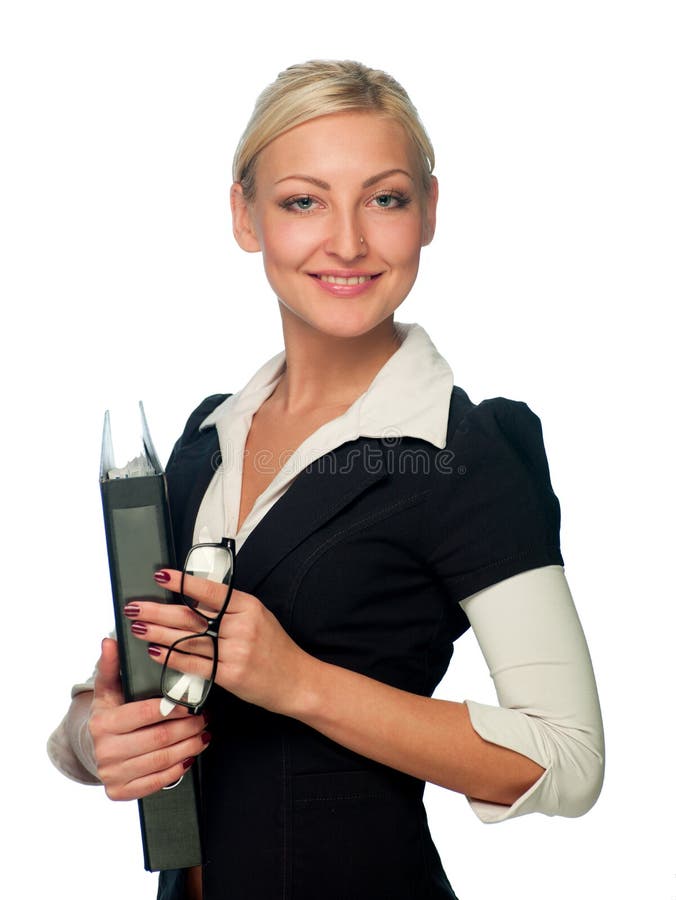 Woman Manager with a Folder Stock Image - Image of blue, clothing: 19370047