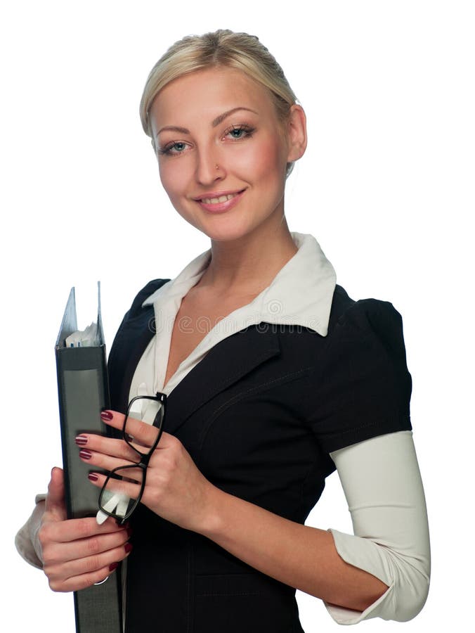 Woman Manager with a Folder Stock Image - Image of showing, message ...
