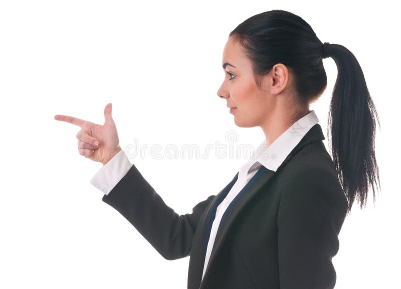 Woman Manager Shows the Direction of Finger Stock Image - Image of ...