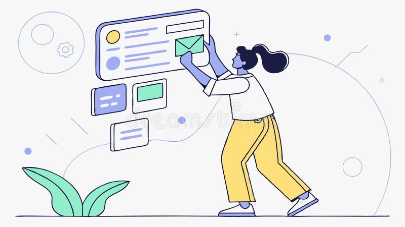 Woman Managing Digital Data, Cloud Computing and Information, Vector Design Generative AI Stock ...