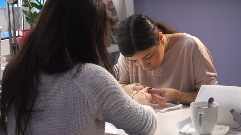 Woman Manicure Master Doing Manicure Stock Video - Video of salon ...