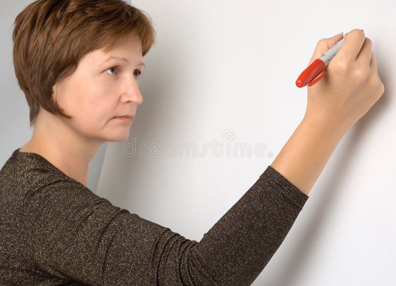 Woman with a Marker at the Stand Stock Photo - Image of secretary, face ...
