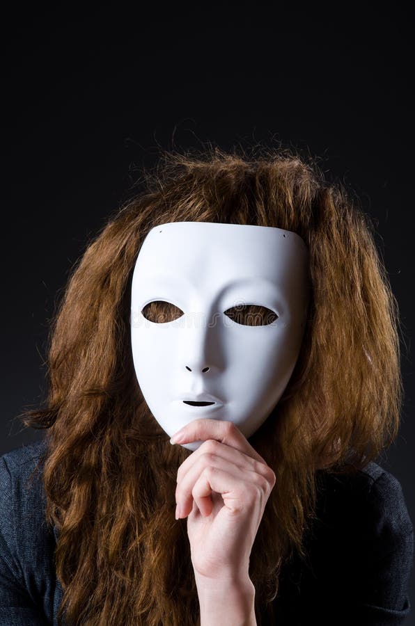 Woman with the Mask in Hypocrisy Concept Stock Photo - Image of female ...