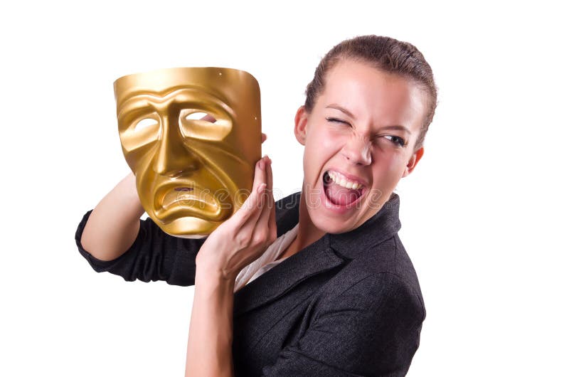 Woman with the Mask in Hypocrisy Concept Stock Image - Image of concept ...