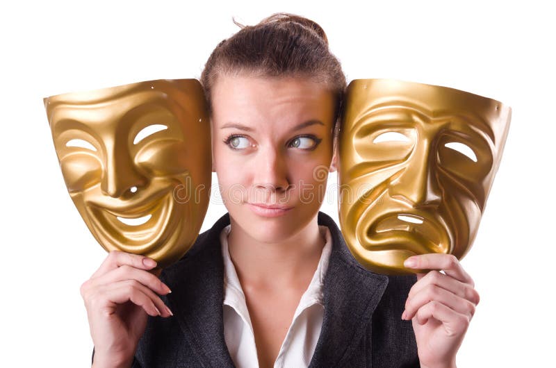 Woman with Mask in Hypocrisy Concept Stock Photo - Image of handsome ...
