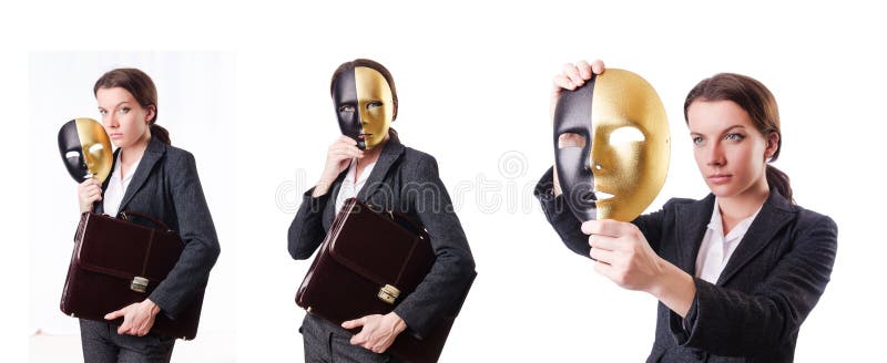 The Man with Theater Mask Isolated on White Stock Image - Image of ...