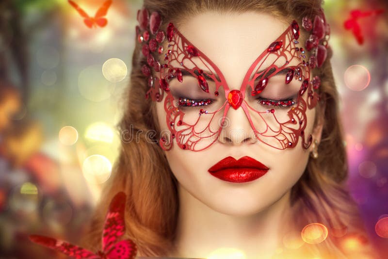 Woman with mask. stock image. Image of firefly, beautiful - 55959473