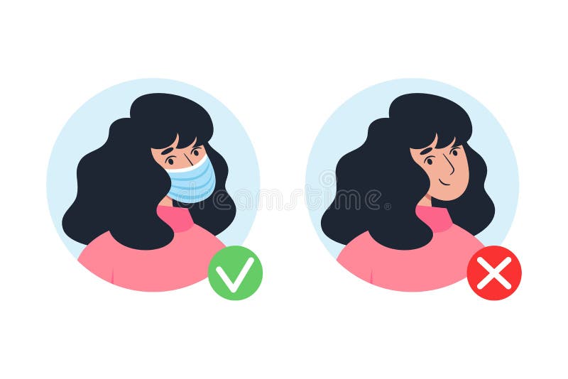 A Woman In A Mask And Without A Mask, No Entry Without A Mask Stock ...