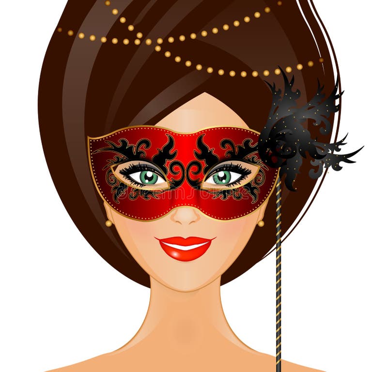 Woman Masquerade Mask Stock Illustrations – 4,945 Woman Masquerade Mask ...