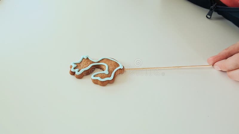 Woman Master Decorating Gingerbread Colored Glaze. Cookies Cockerel ...