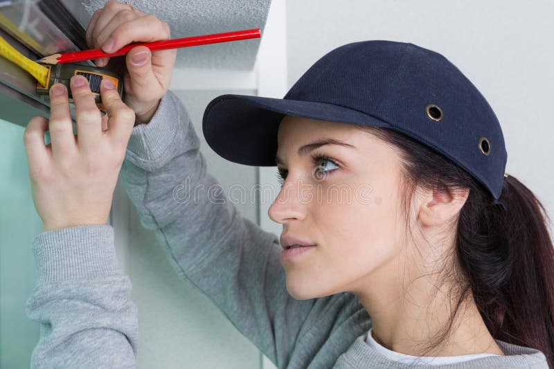 Woman and measuring area stock photo. Image of tape - 287836750