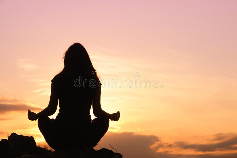 Sunset meditation. stock photo. Image of active, high - 18696508