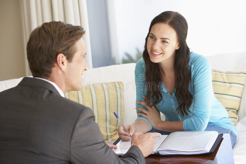 Woman Meeting with Financial Advisor at Home Stock Image - Image of ...