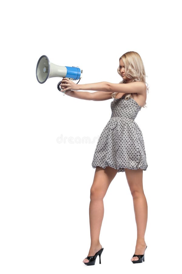 Woman with megaphone stock photo. Image of hair, beautiful - 23047054