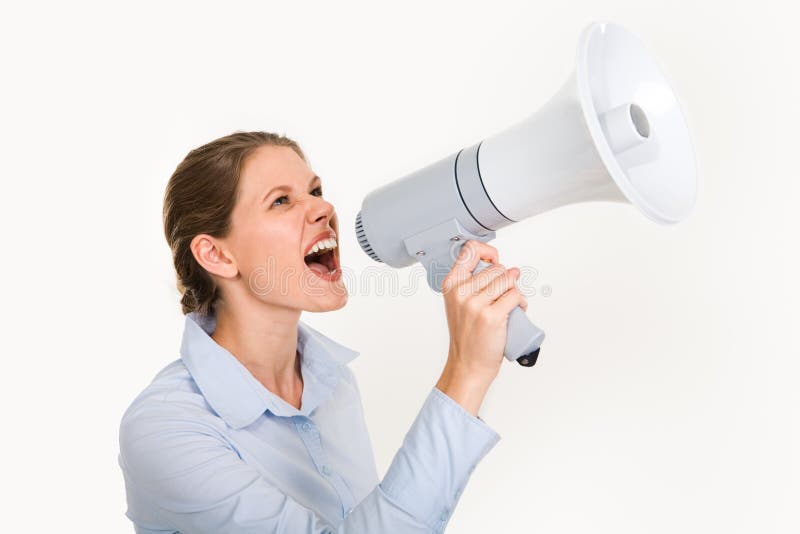 Speaking through megaphone stock image. Image of advertisement - 5767445