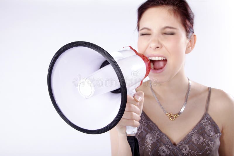 Woman with megaphone stock image. Image of lady, loud - 39186055