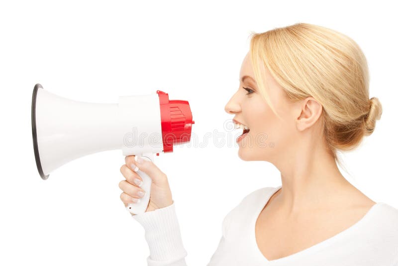 Woman with megaphone stock image. Image of female, lady - 39974903
