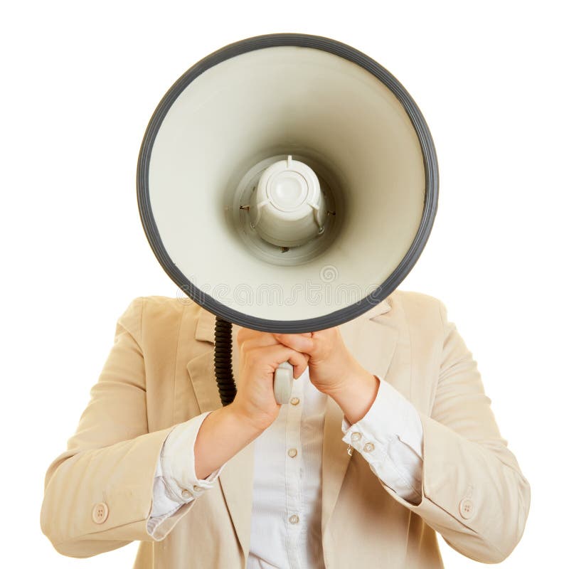 Woman with Megaphone from the Front Stock Photo - Image of anger, order ...