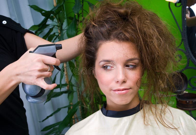 Woman with messy hair stock image. Image of stylist, making - 16343541