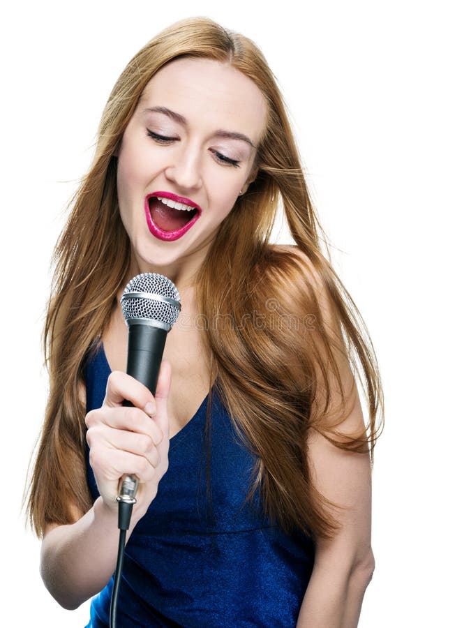 Woman with microphone stock photo. Image of holding, female - 50261062