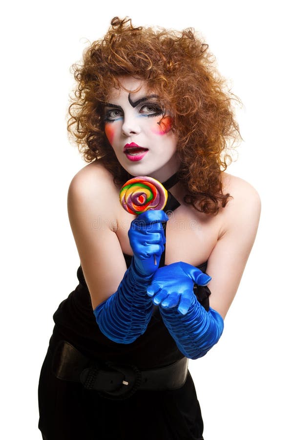 Woman Mime with Theatrical Makeup Singing Stock Photo - Image of makeup ...