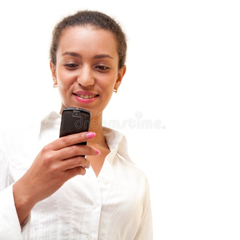 Woman with mobile phone stock photo. Image of working - 7477984
