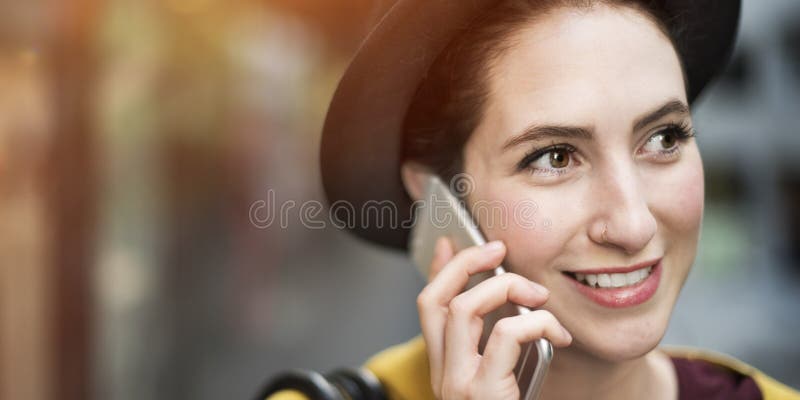 Woman Mobile Phone Connection Talking Communication Concept Stock Image ...