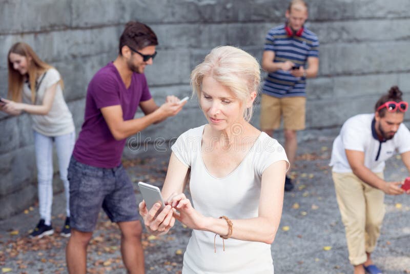 Woman with Mobile Phone Outdoors Stock Image - Image of internet, talk ...