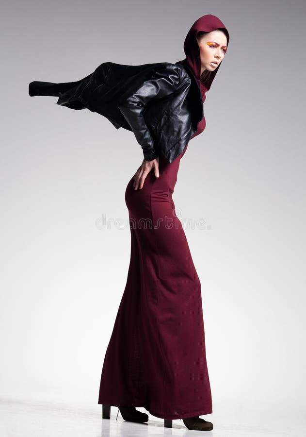 Woman Model Posing Very Dramatic in an Minimal Studio Setup Stock Image ...