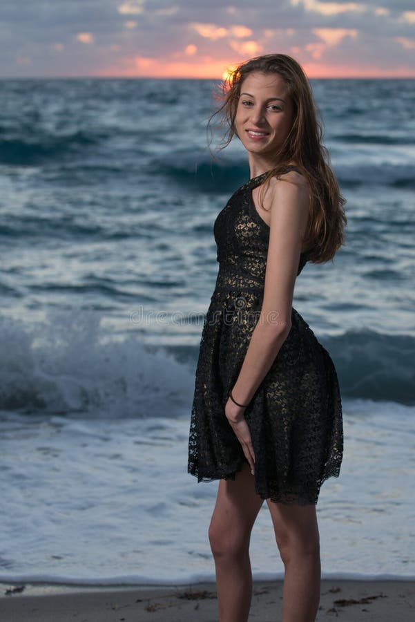 Woman Model with Sunrise in Background Stock Image - Image of figure ...