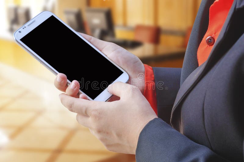 Woman with Modern Mobile Phone in Hands. Stock Photo - Image of ...