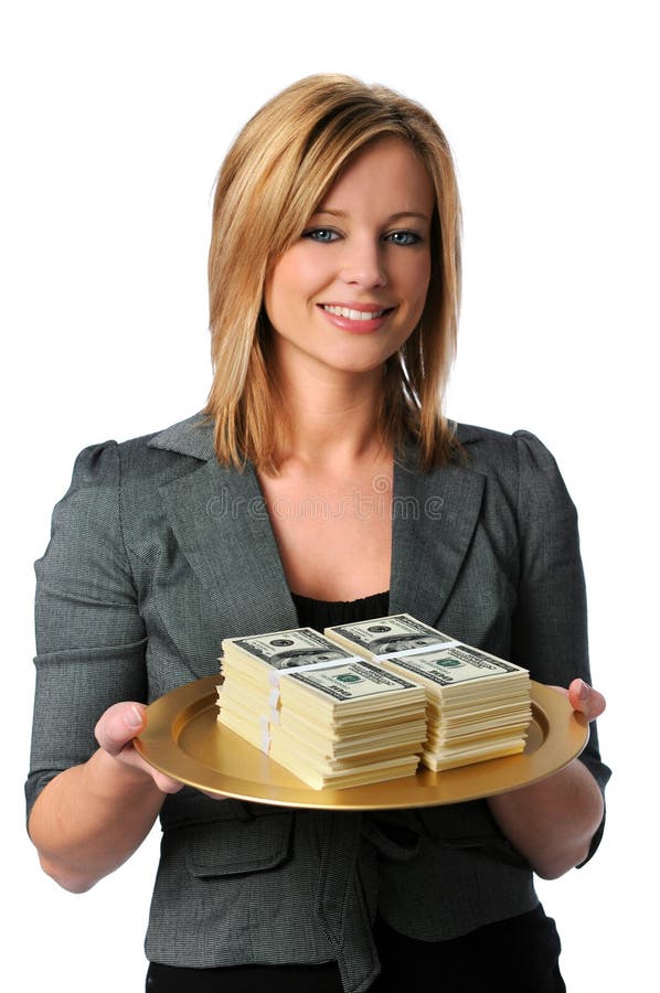 Woman with Money stock image. Image of holding, attractive - 4297865