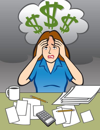 Woman with Money Problem stock vector. Illustration of calculator ...