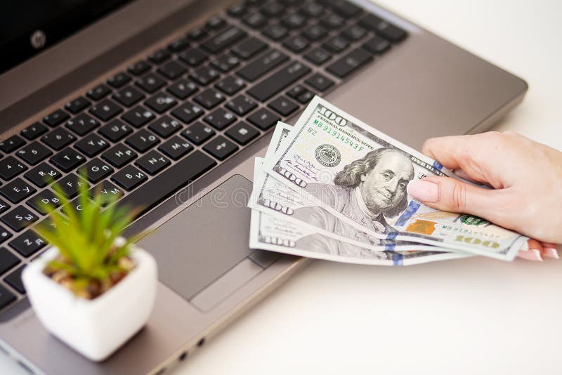 Woman with Money at Workplace. Business Concept Stock Photo - Image of ...