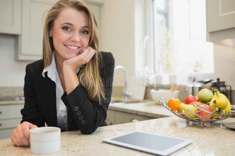 Woman at Morning Drinking a Hot Beverage Stock Image - Image of smiling ...