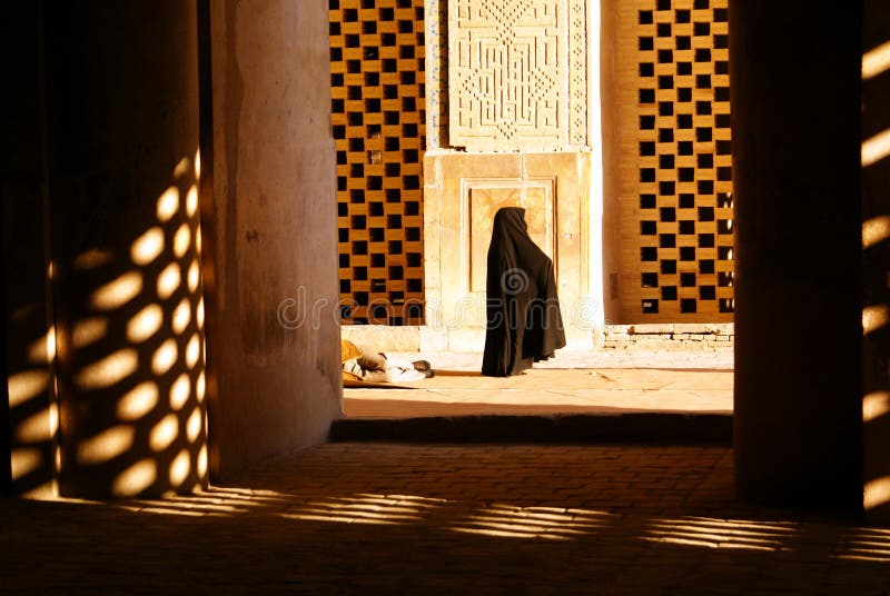 Woman in mosque Ulu Jami stock photo. Image of asia, city - 2165114