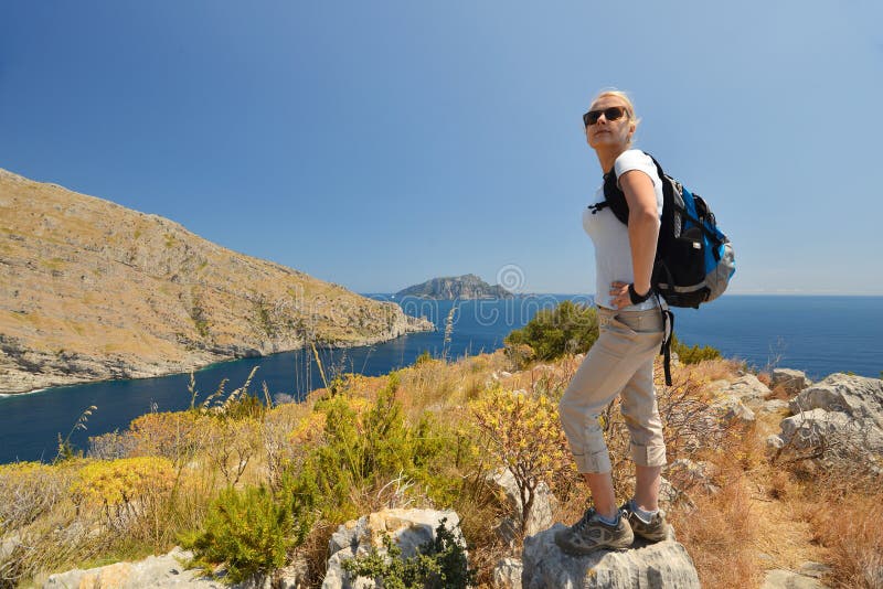 Woman in mountain stock photo. Image of mountain, amalfi - 103757786